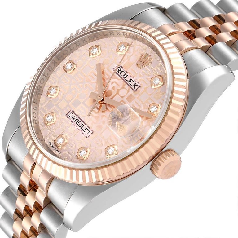 Rolex Datejust Steel Rose Gold Diamond Unisex Watch 116231 at 1stDibs