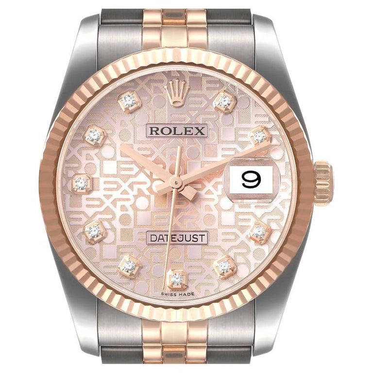 Rolex Datejust Steel Rose Gold Diamond Unisex Watch 116231 at 1stDibs