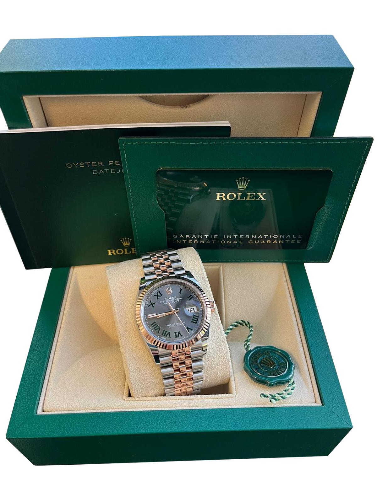 Rolex Datejust 36mm Two-Tone Rose Gold Fluted Bezel Wimbledon Dial ...