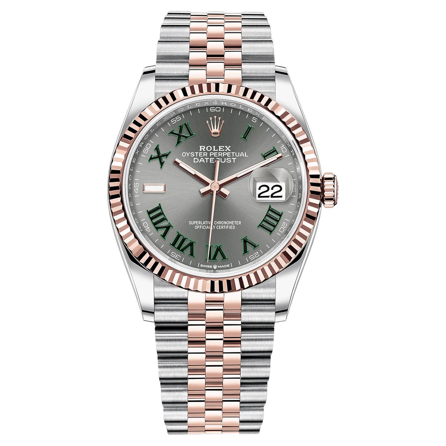 Rolex Datejust 36mm Two-Tone Rose Gold Fluted Bezel Wimbledon Dial ...