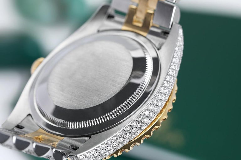 Rolex Datejus TwoTone Rainbow Index Pave Diamond Dial Fully Iced Out ...