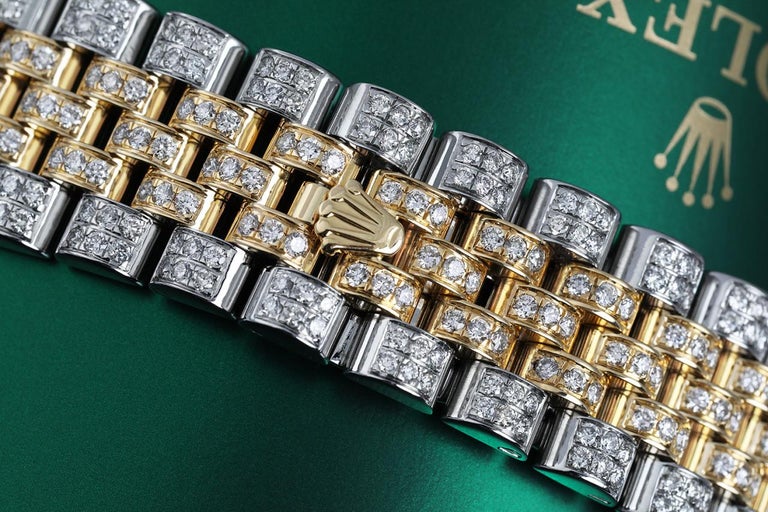 Rolex Datejus TwoTone Rainbow Index Pave Diamond Dial Fully Iced Out ...