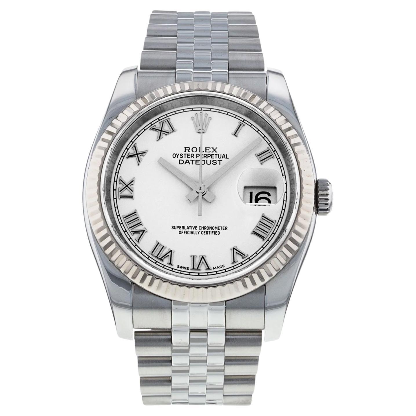 Rolex Datejust 36mm White Roman Dial Fluted Bezel Jubilee Bracelet ...