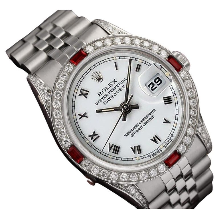 Rolex Datejust 36mm White Roman Dial with Ruby and Diamond Bezel ...