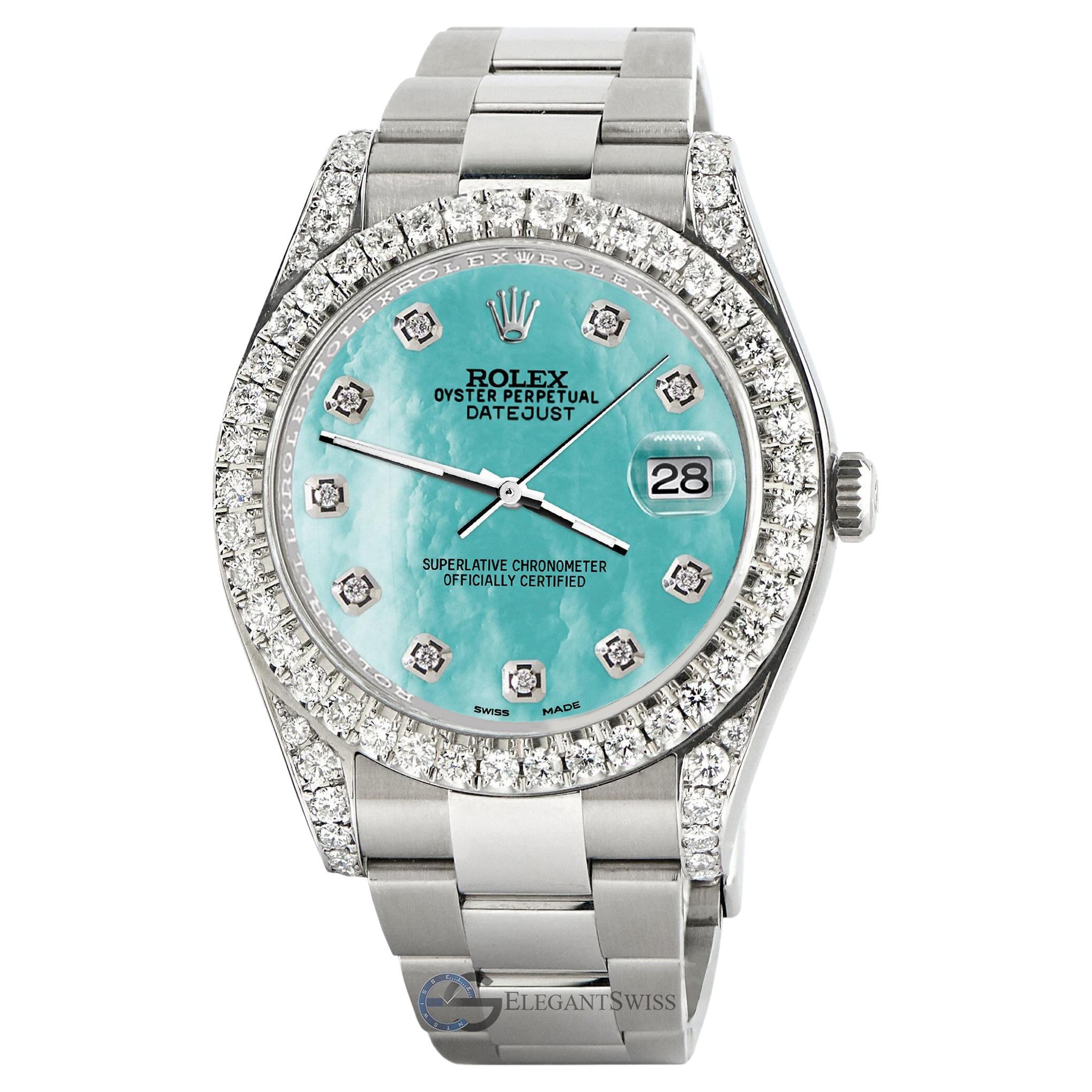 Rolex Lady TT Datejust Blue MOP Rainbow Diamond Dial 2ct Diamond Bezel ...