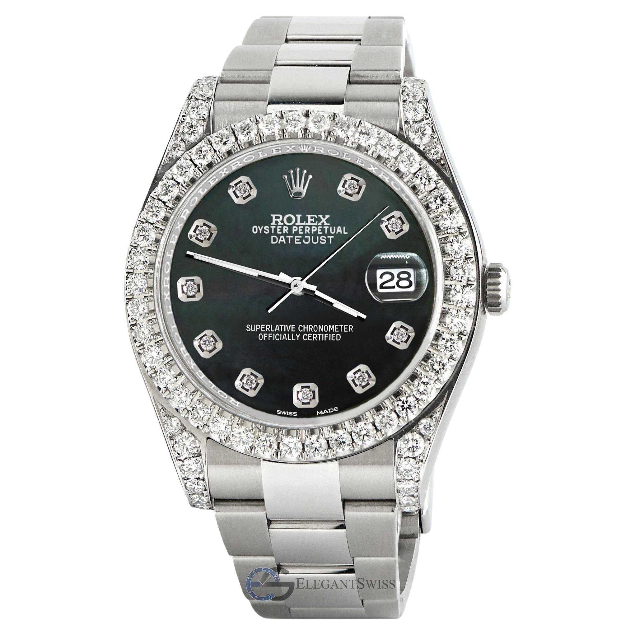 Rolex Datejust 41 126300 4.4ct Diamond Bezel/Lugs/Aqua Blue Dial Watch ...