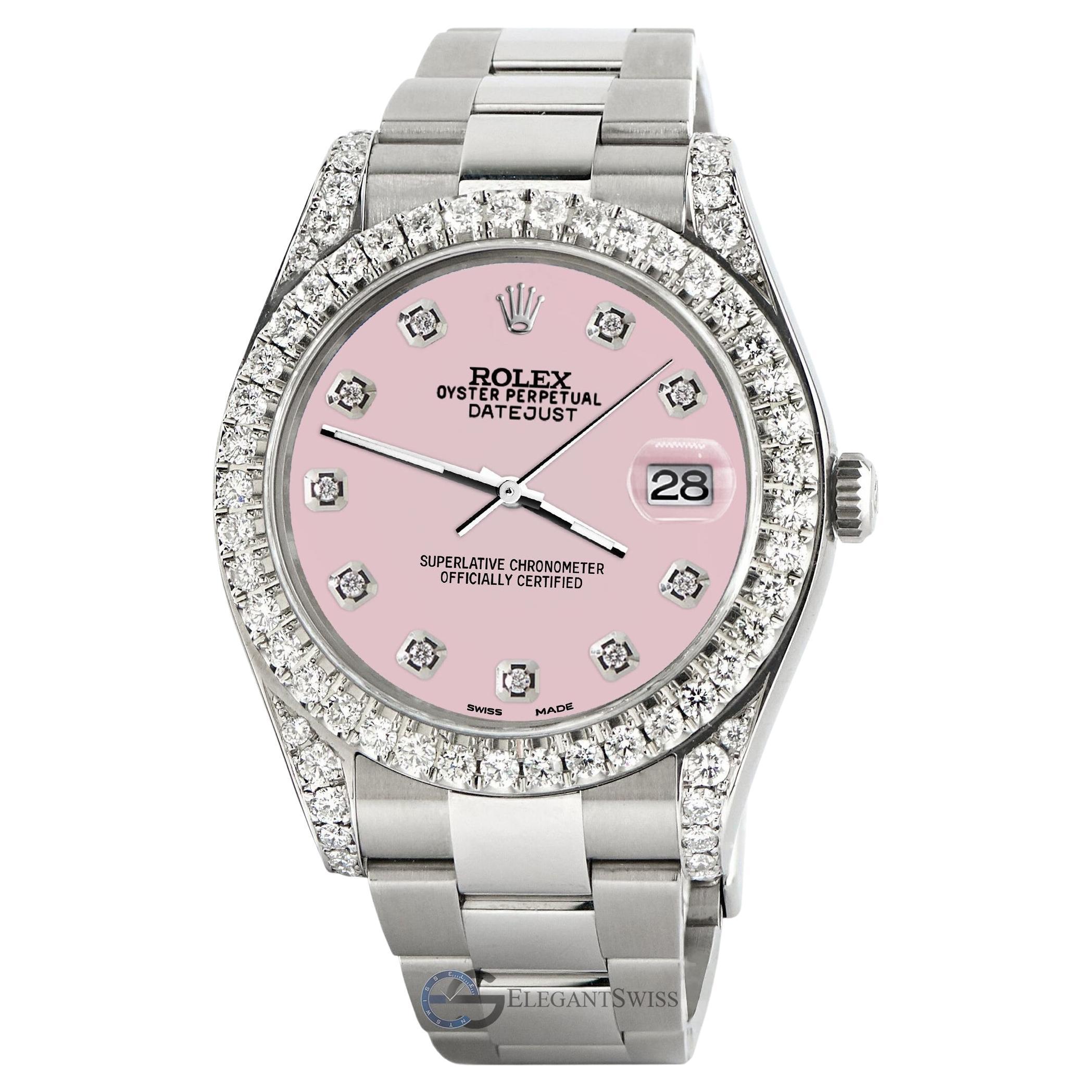 Rolex Datejust 41 126300 4.4ct Diamond Bezel/Lugs/Maroon Vignette Dial ...