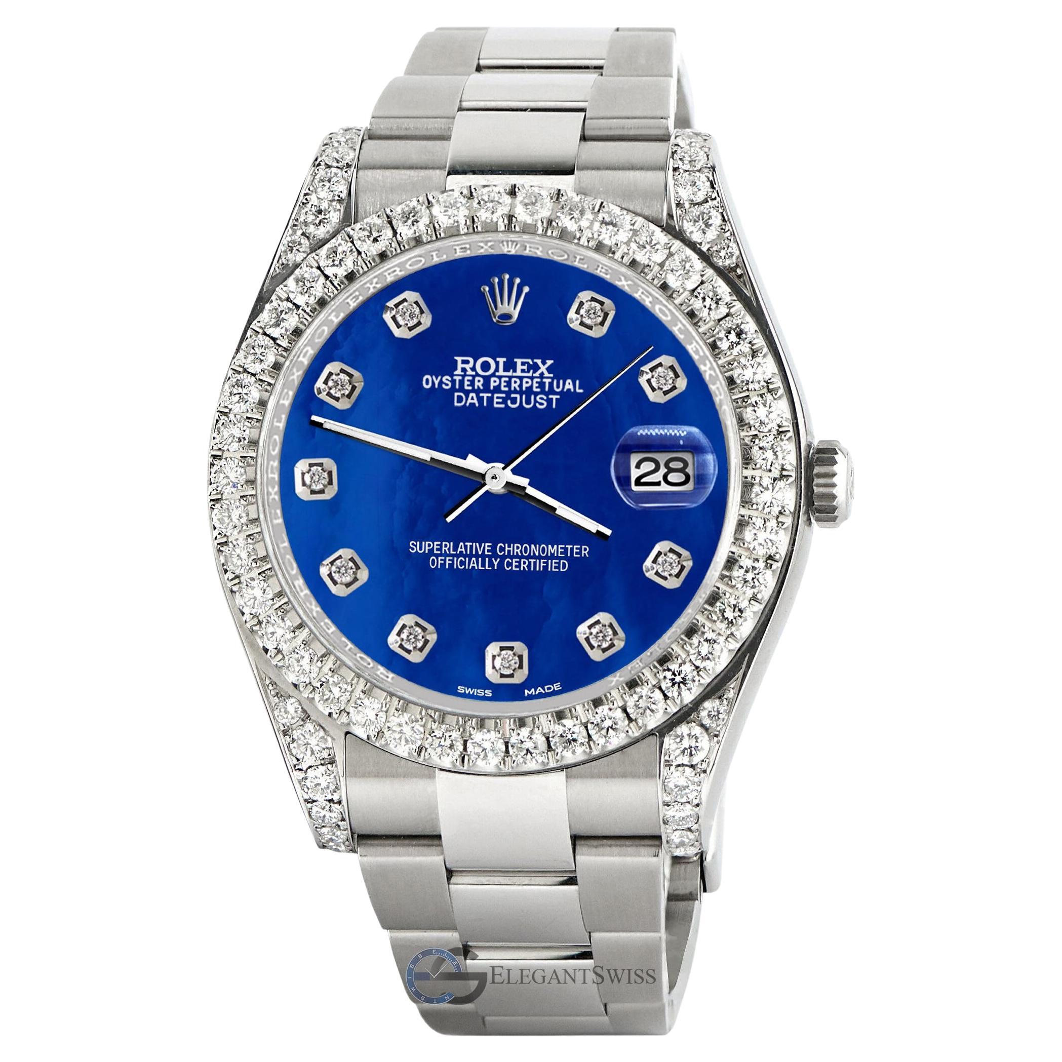 Rolex Datejust Blue Diamond Dial Bezel with Sapphires and Diamond Lugs ...