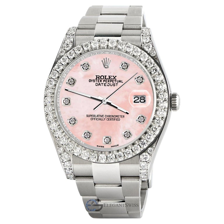 Rolex Datejust 41 126300 4.4CT Diamond Bezel/Lugs/Royal Pink MOP Dial ...