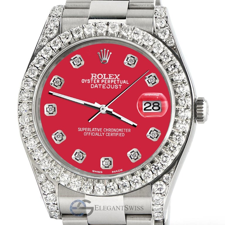 Rolex Datejust 41 126300 4.4ct Diamond Bezel/Lugs/Scarlet Red Dial ...
