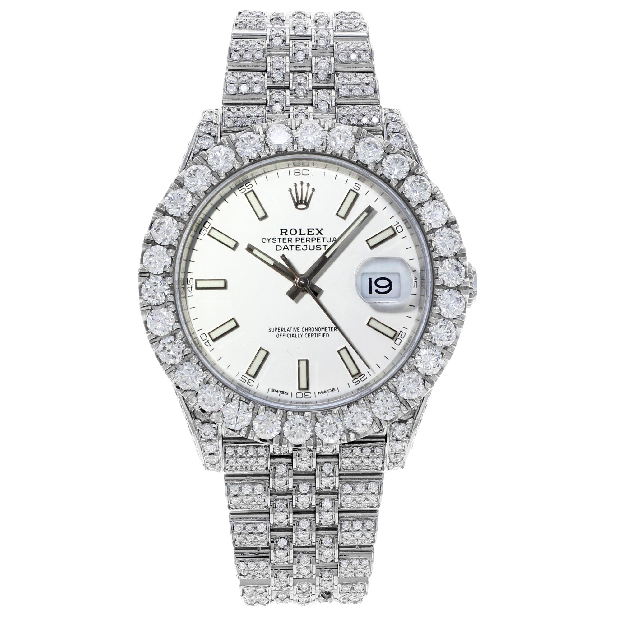 Rolex Datejust 41 126300 Custom Diamonds 20Ct White Stick Dial ...