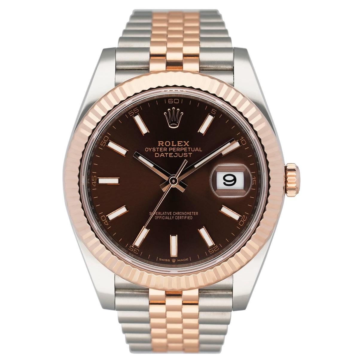 Rolex Datejust 41 Steel Everose Gold Chocolate Dial Watch 126331 Box ...