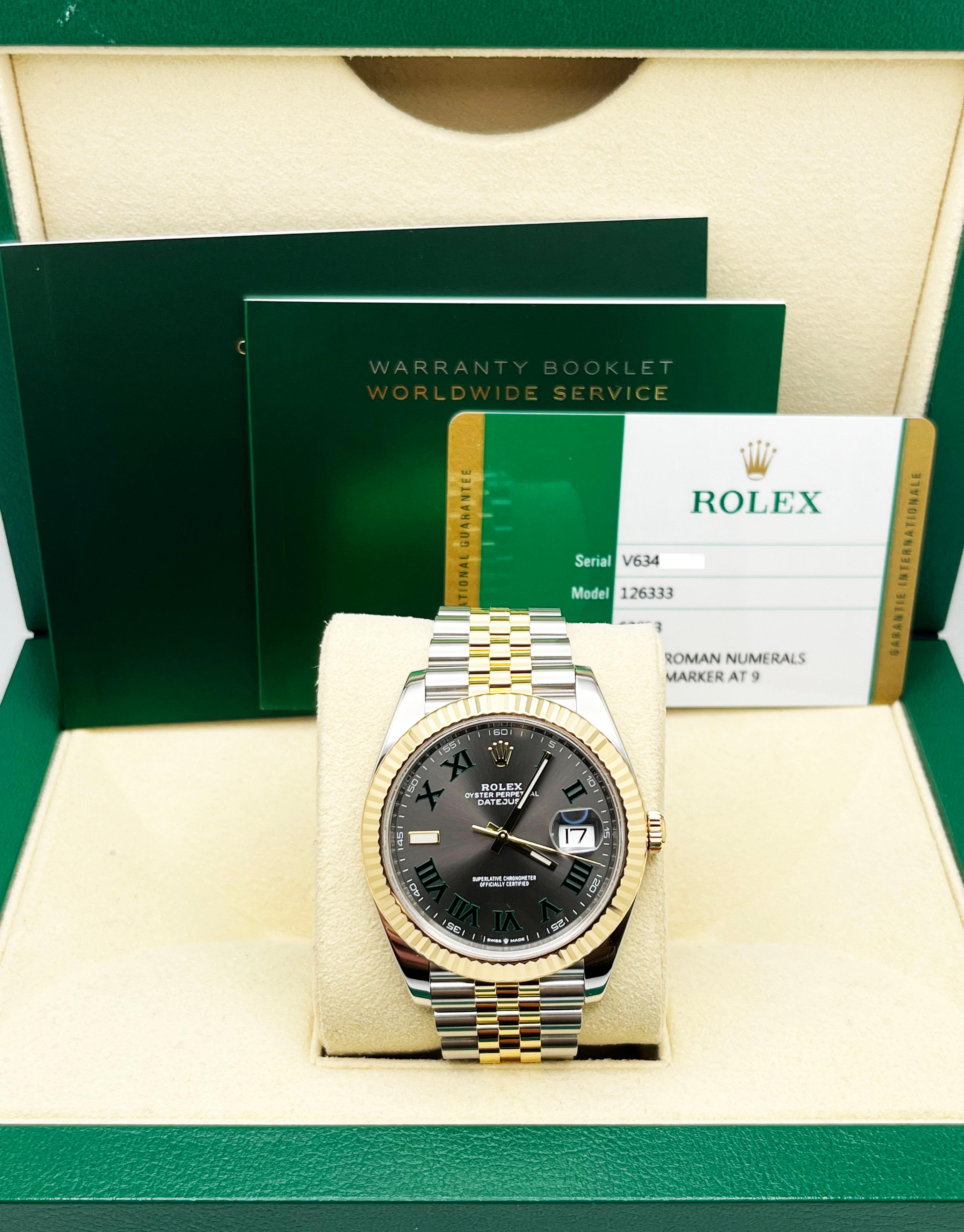 Rolex Datejust 41 126333 Slate Wimbledon Dial 18K Gold and Stainless ...
