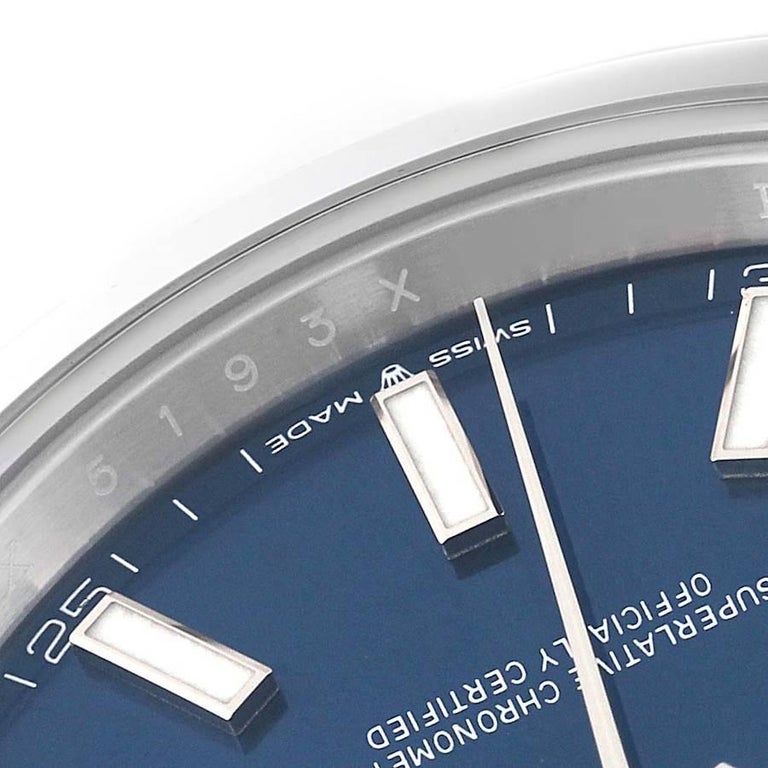 Rolex Datejust Blue Dial Smooth Bezel Steel Mens Watch 126300 For Sale ...