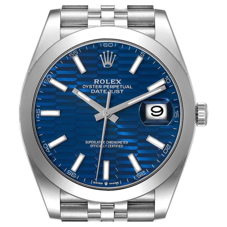 Rolex Datejust 41 Blue Dial Smooth Bezel Steel Mens Watch 126300 Unworn ...