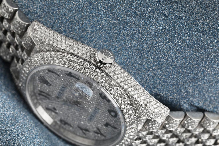 Rolex Datejust 41 Stainless Steel Diamond Iced Out Custom Arabic ...