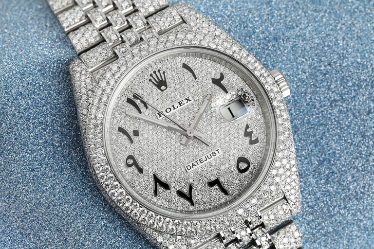 Rolex Datejust 41 Stainless Steel Diamond Iced Out Custom Arabic ...