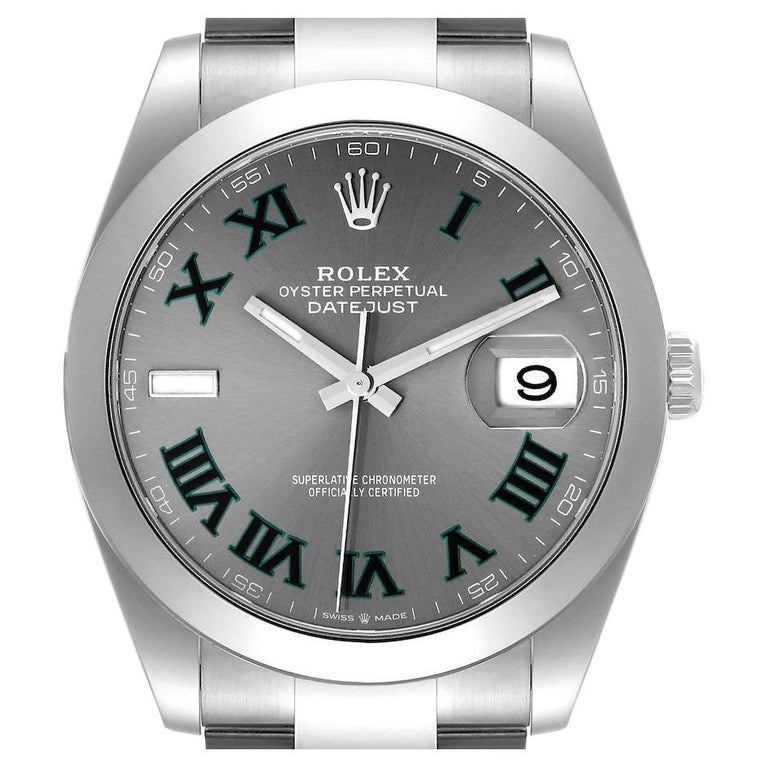 Rolex Datejust Grey Green Wimbledon Dial Steel Mens Watch 126300 Box ...