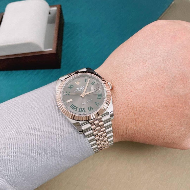 Rolex Datejust 41 Oyster Steel Rose Gold Men's Watch 126331-0016 at 1stDibs