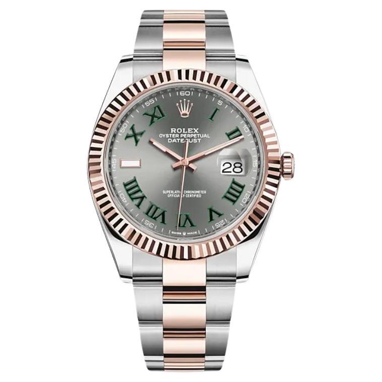 Rolex Datejust 41 Steel 18K Rose Gold Wimbledon Roman Dial Men's Watch ...