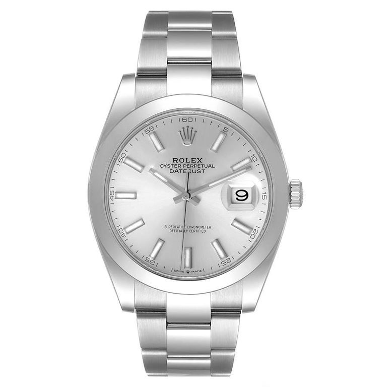 Rolex Datejust 41 Silver Dial Steel Mens Watch 126300 Box Card For Sale ...