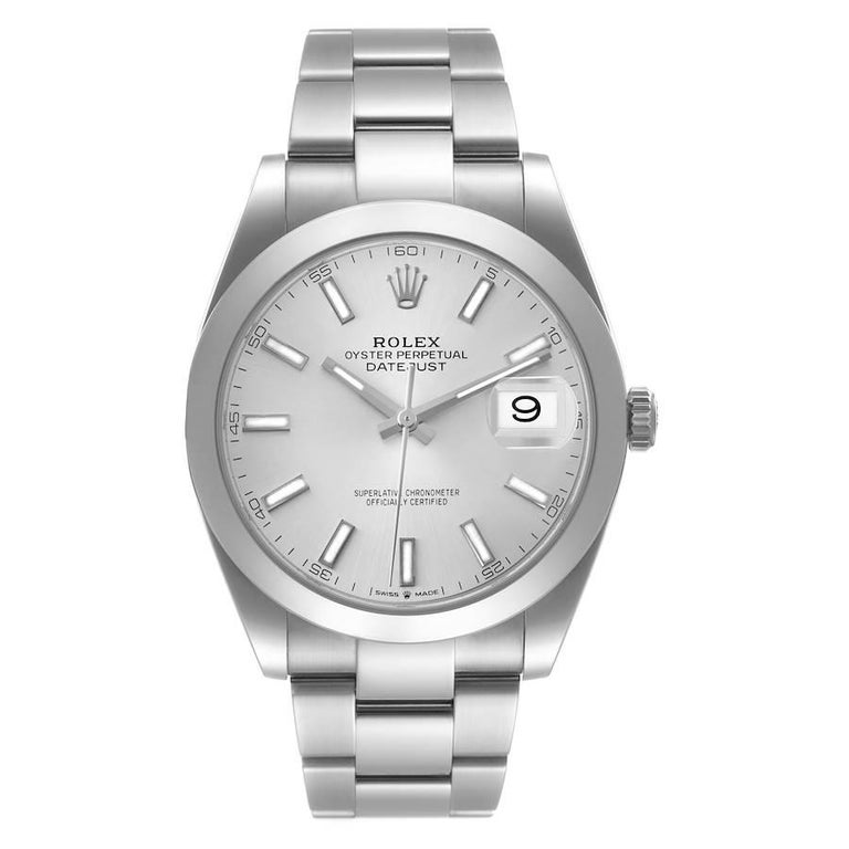 Rolex Datejust 41 Silver Dial Steel Mens Watch 126300 Box Card For Sale ...