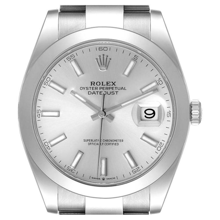 Rolex Datejust 41 Silver Dial Steel Mens Watch 126300 Box Card For Sale ...