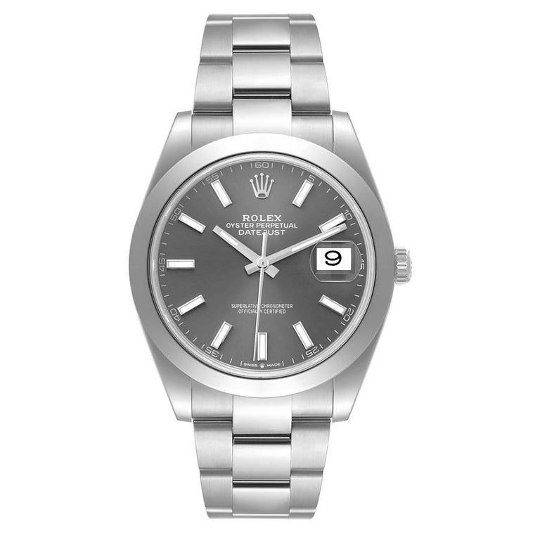 Rolex Datejust 41 Slate Dial Smooth Bezel Steel Mens Watch 126300 Box ...