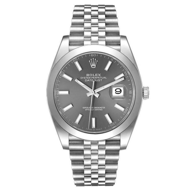 Rolex Datejust 41 Slate Dial Smooth Bezel Steel Mens Watch 126300 ...