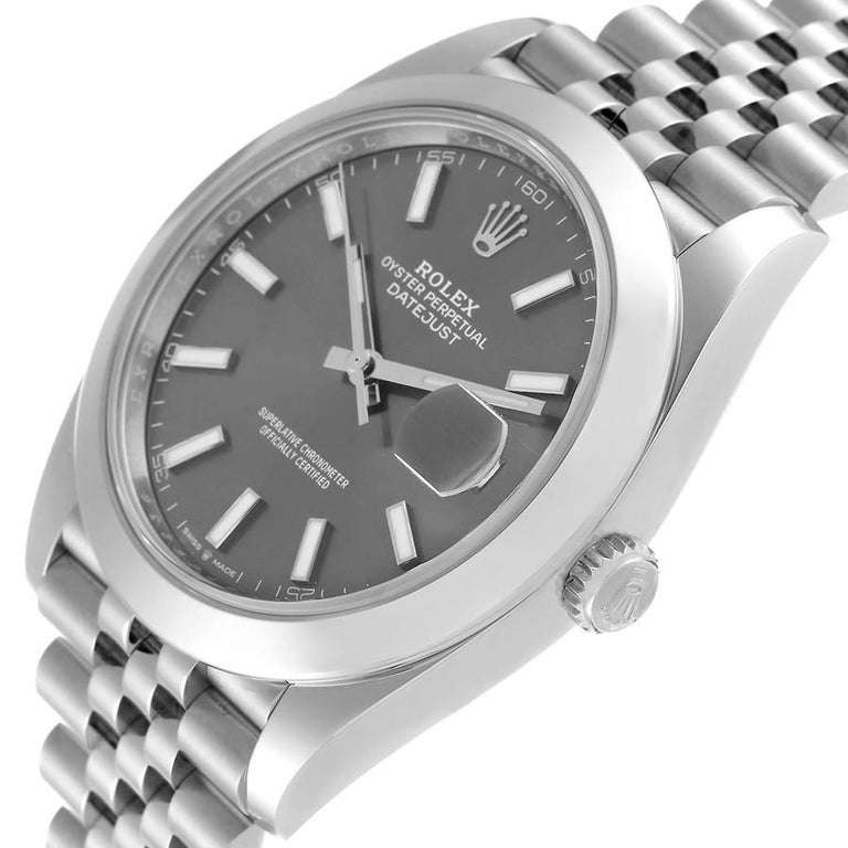 Rolex Datejust 41 Slate Dial Smooth Bezel Steel Mens Watch 126300 ...