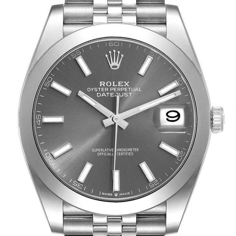 Rolex Datejust 41 Slate Dial Smooth Bezel Steel Mens Watch 126300 ...