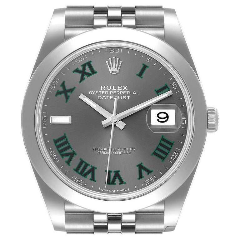 Rolex Datejust 41 Slate Green Wimbledon Dial Steel Mens Watch 126300 ...