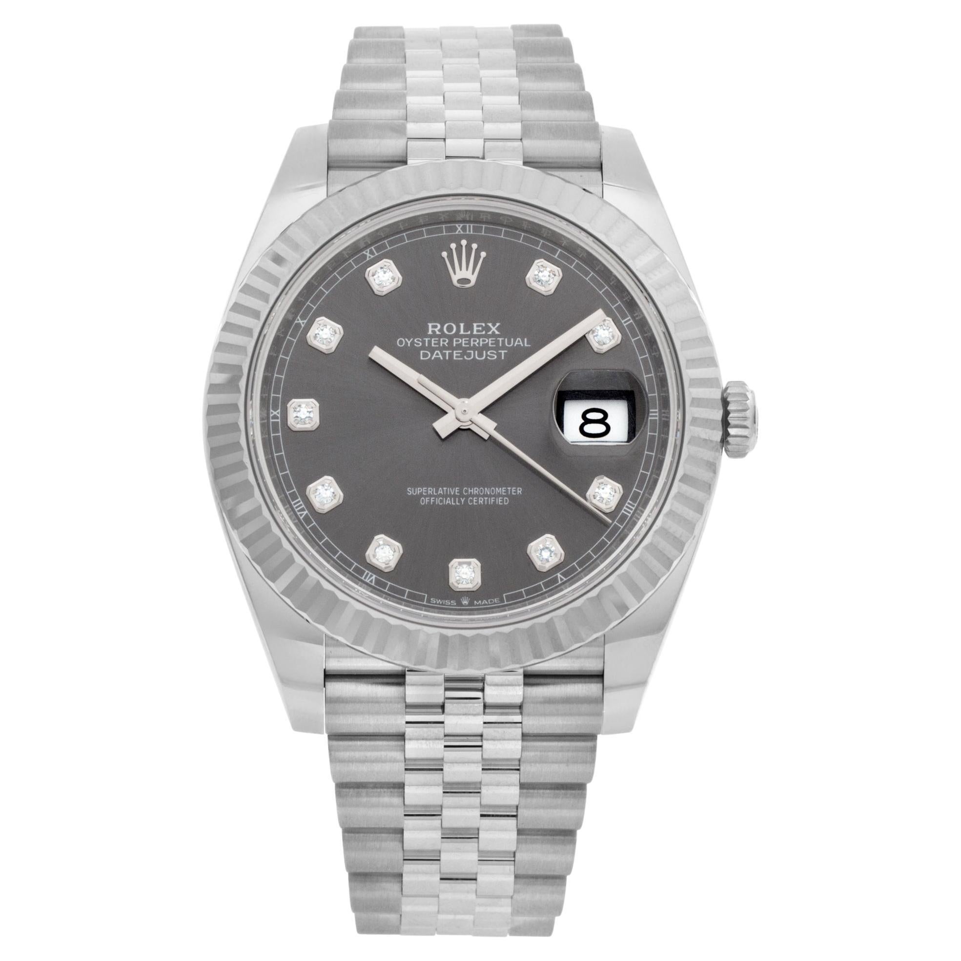 Rolex Datejust 41 Stainless Steel Slate Diamond Dial Ref. 126334 at 1stDibs