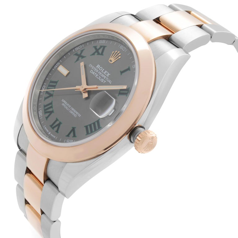 Rolex Datejust 41 Steel 18K Rose Gold Wimbledon Roman Dial Mens Watch ...