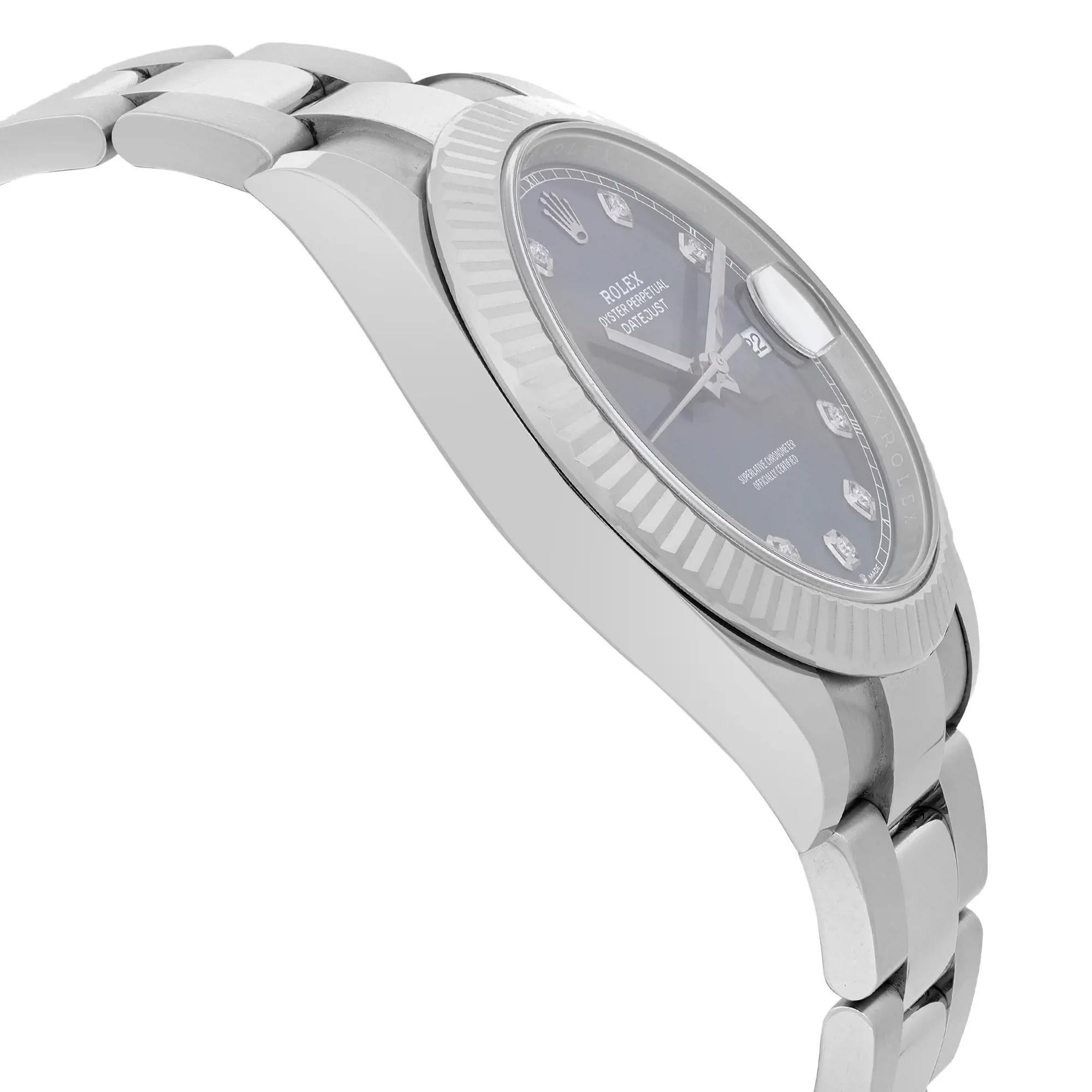 Rolex Datejust 41 Steel 18K White Gold Rhodium Diamond Dial Mens Watch ...