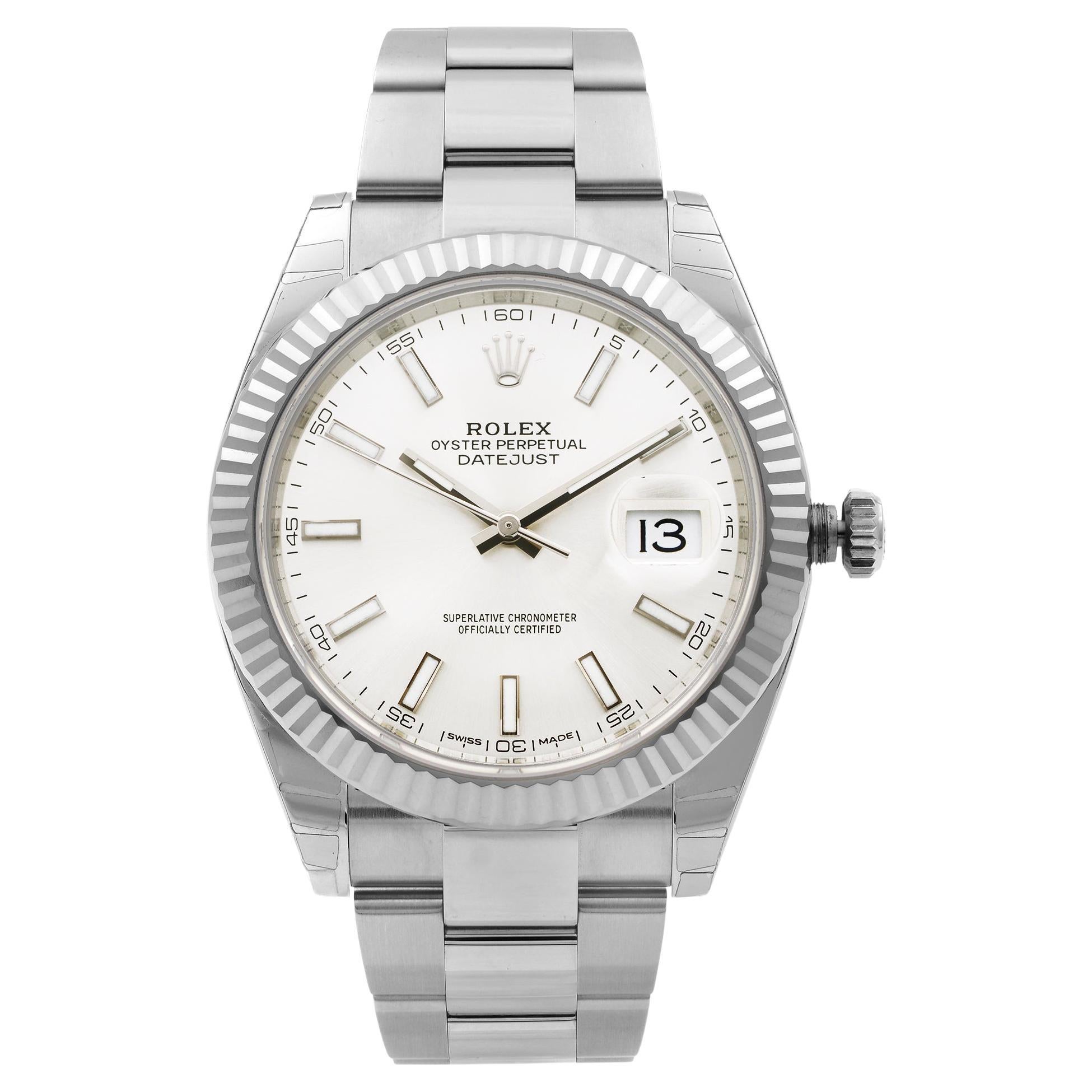 Rolex Datejust 41 126334 Blio 18 Karat White Gold Steel Automatic Men's ...
