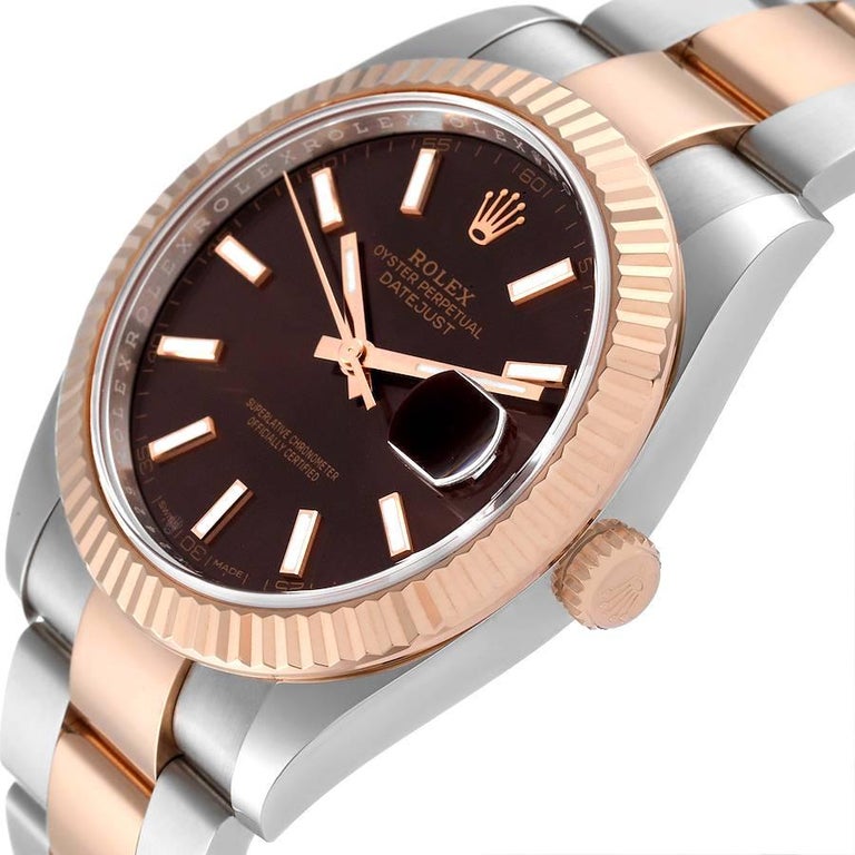 Rolex Datejust 41 Steel Everose Gold Chocolate Dial Watch 126331 Box ...