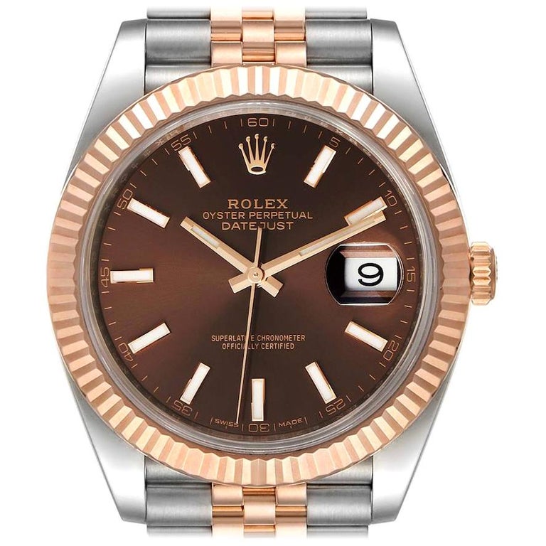 Rolex Datejust 41 Steel Everose Gold Chocolate Dial Watch 126331 Box ...