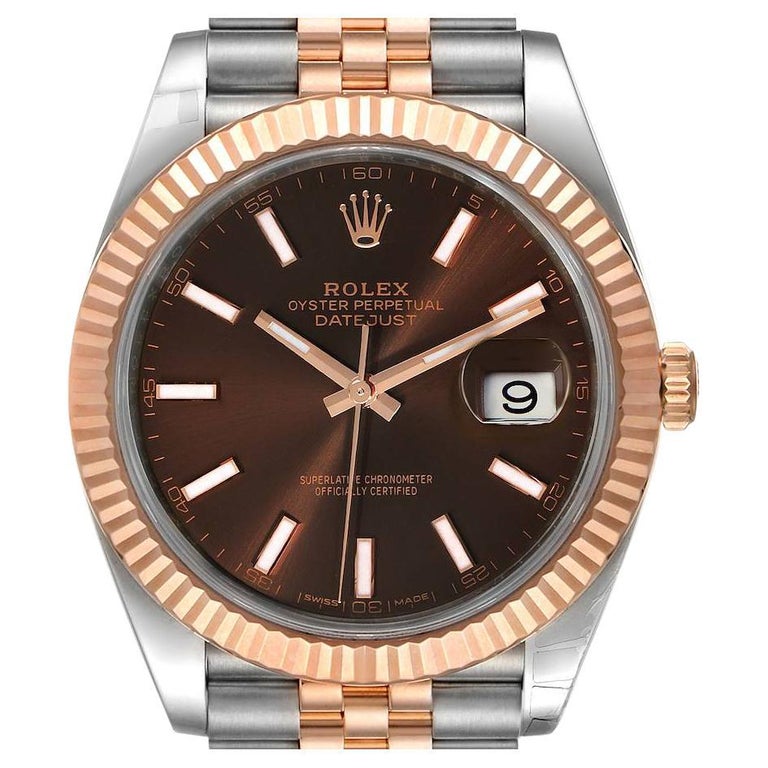 Rolex Datejust 41 Steel Everose Gold Chocolate Dial Watch 126331 Unworn ...