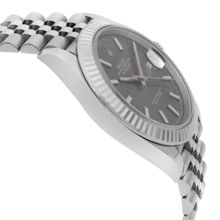 Rolex Datejust 41 Steel Gold Bezel Jubilee Band Rhodium Dial Men Watch ...