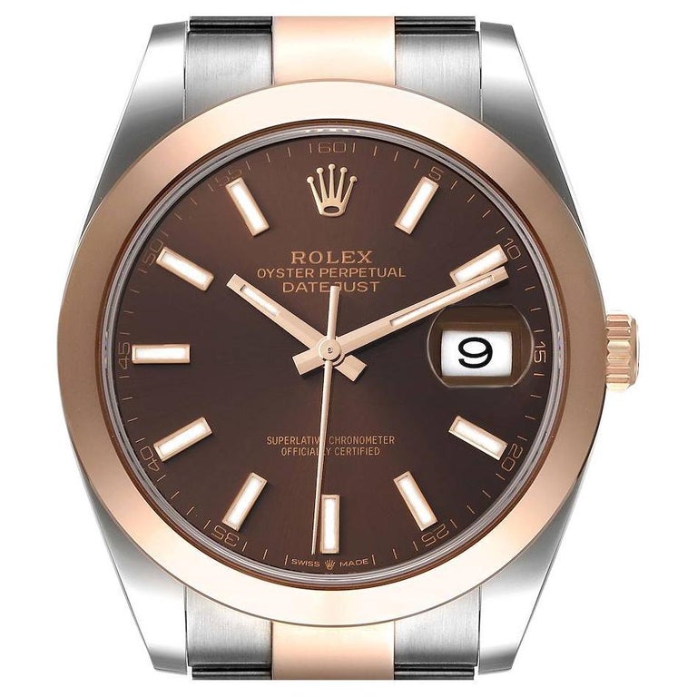 Rolex Datejust 41 Steel Rose Gold Chocolate Dial Mens Watch 126301 ...