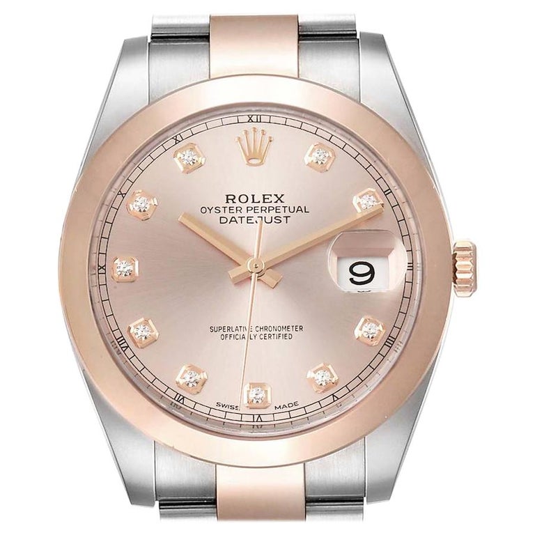 Rolex Datejust 41 Steel Rose Gold Diamond Dial Men's Watch 126301 Box ...