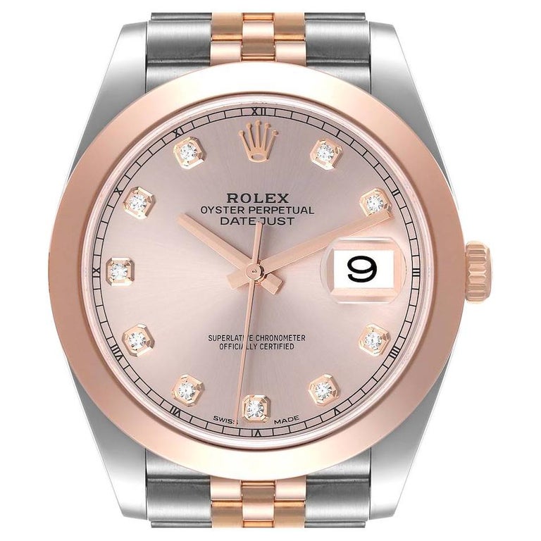Rolex Datejust 41 Steel Rose Gold Diamond Dial Mens Watch 126301 Box ...