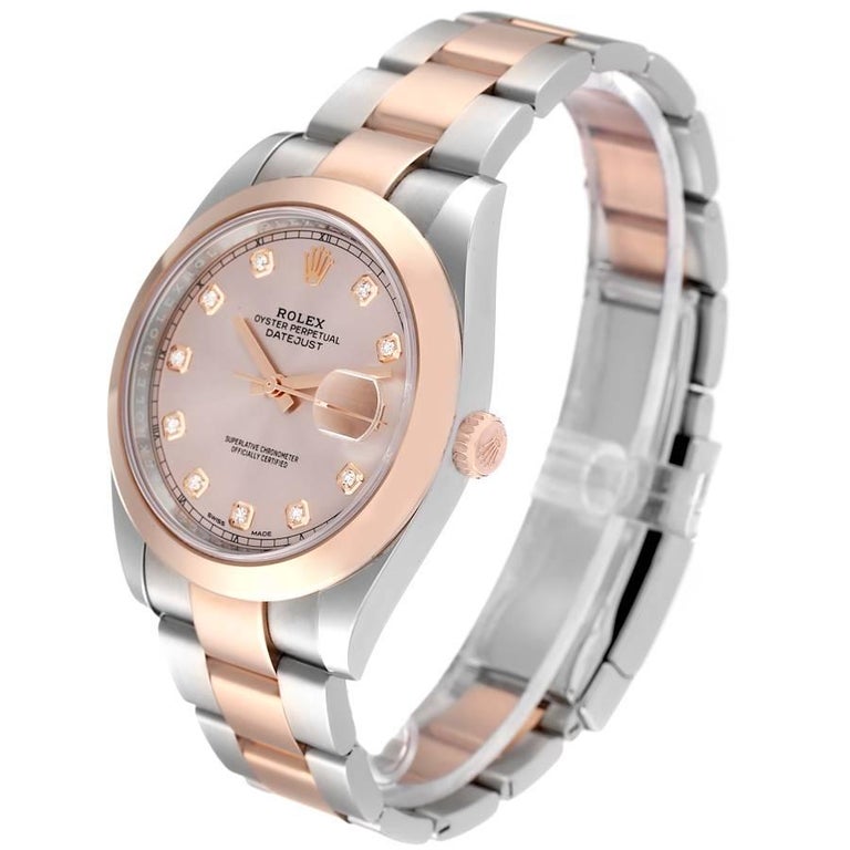 Rolex Datejust 41 Steel Rose Gold Diamond Dial Mens Watch 126301 Unworn ...