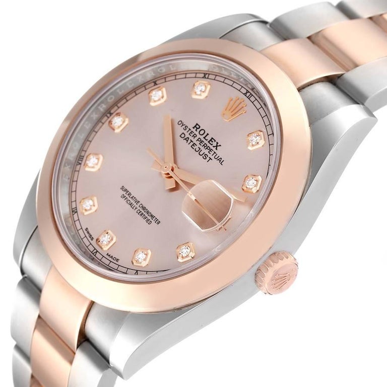 Rolex Datejust 41 Steel Rose Gold Diamond Dial Mens Watch 126301 Unworn ...
