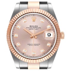 Rolex Datejust 41 Slate Roman Dial Fluted Bezel Everose Gold Men's ...