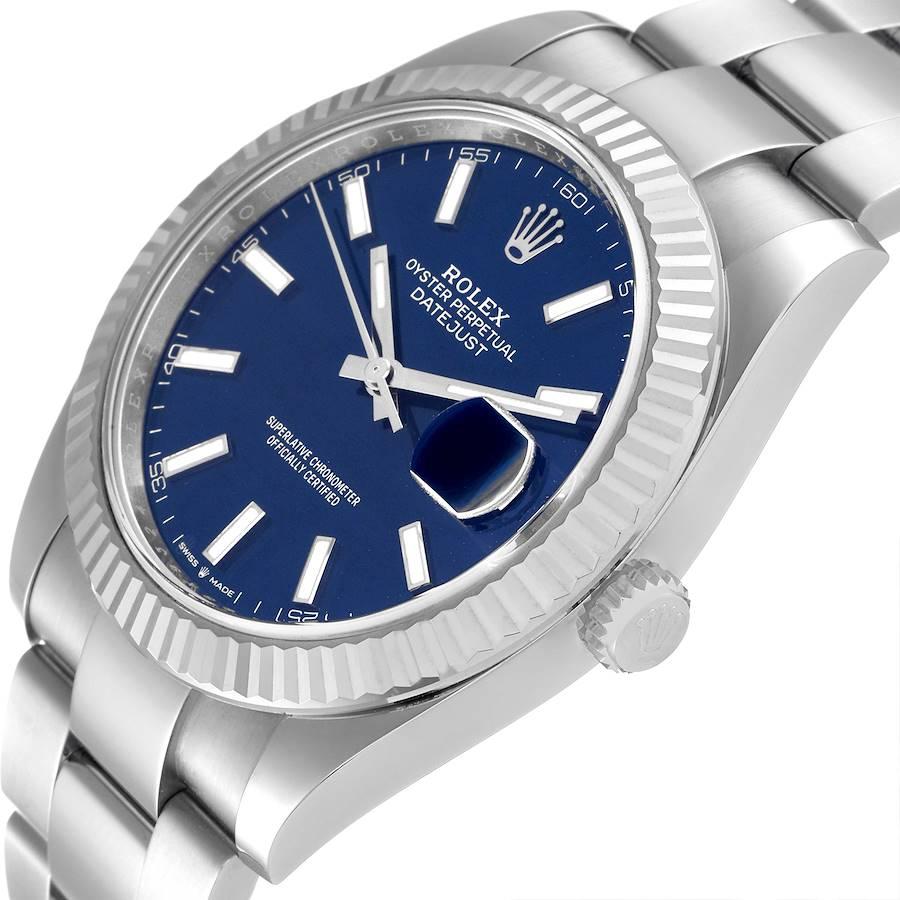 Rolex Datejust 41 Steel White Gold Blue Dial Mens Watch 126334 Box Card ...