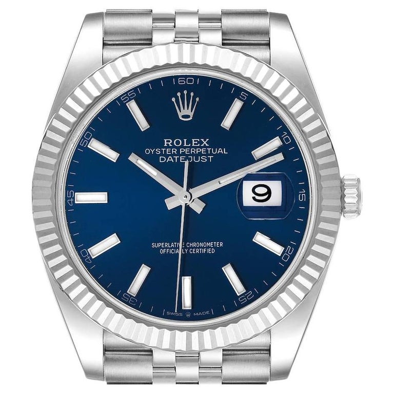 Rolex Datejust 41 Steel White Gold Blue Dial Mens Watch 126334 For Sale ...