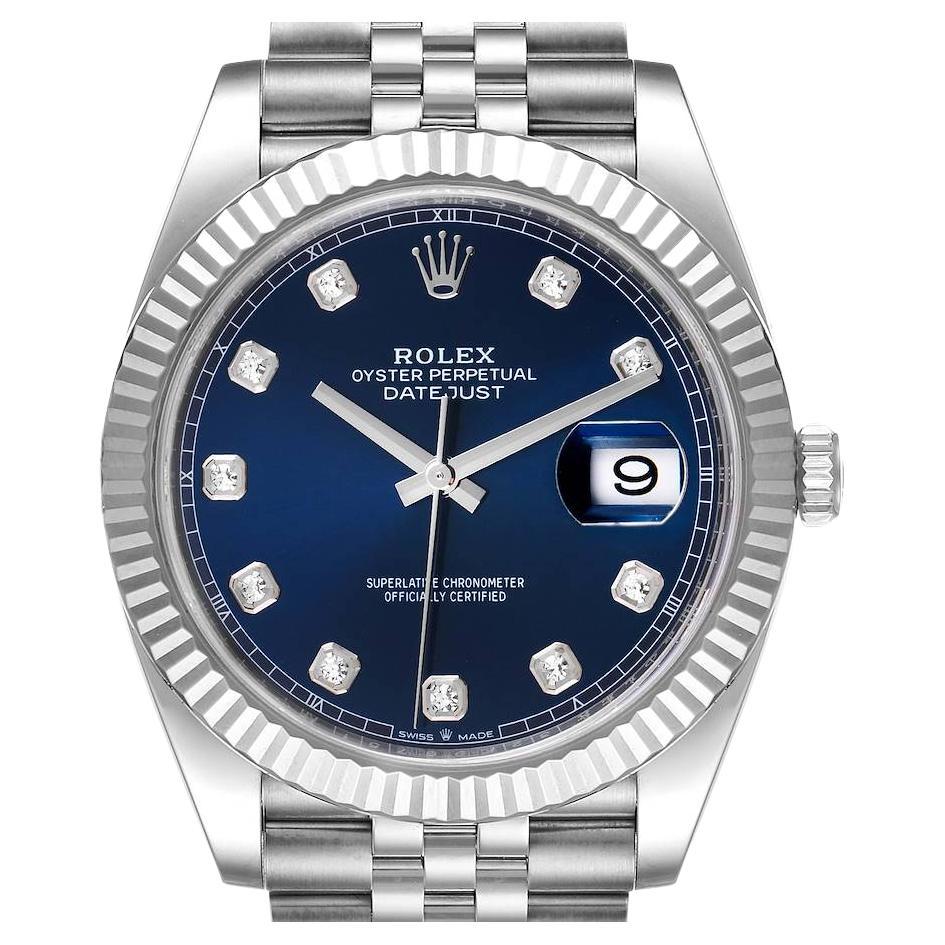 Rolex Datejust 41 Steel White Gold Blue Dial Mens Watch 126334 Box Card ...