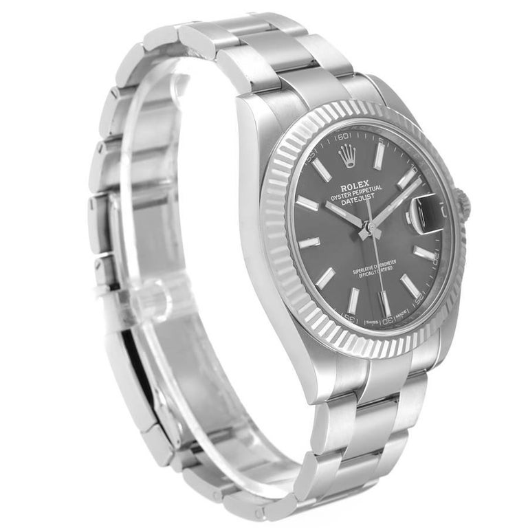 Rolex Datejust 41 Steel White Gold Rhodium Dial Mens Watch 126334 at ...